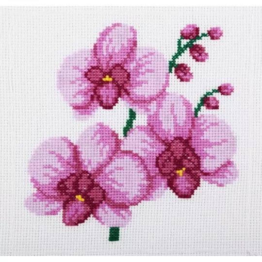 VDV Pink Orchids Cross Stitch Kit - Stitcher